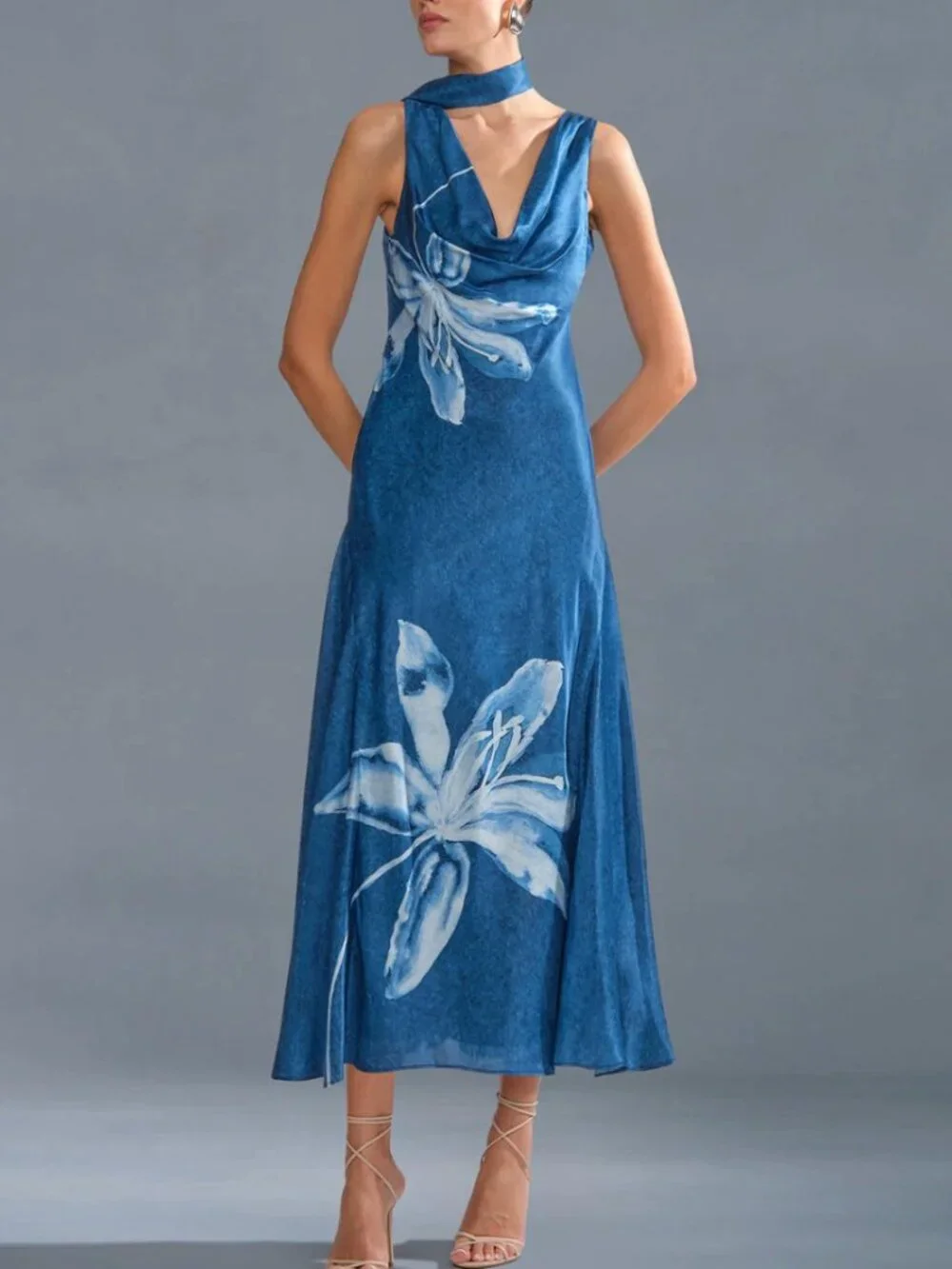 AMUR | Dresses | Best Amur Sorelle Midi Dress Sz 48 Cyanotype Scarf ...